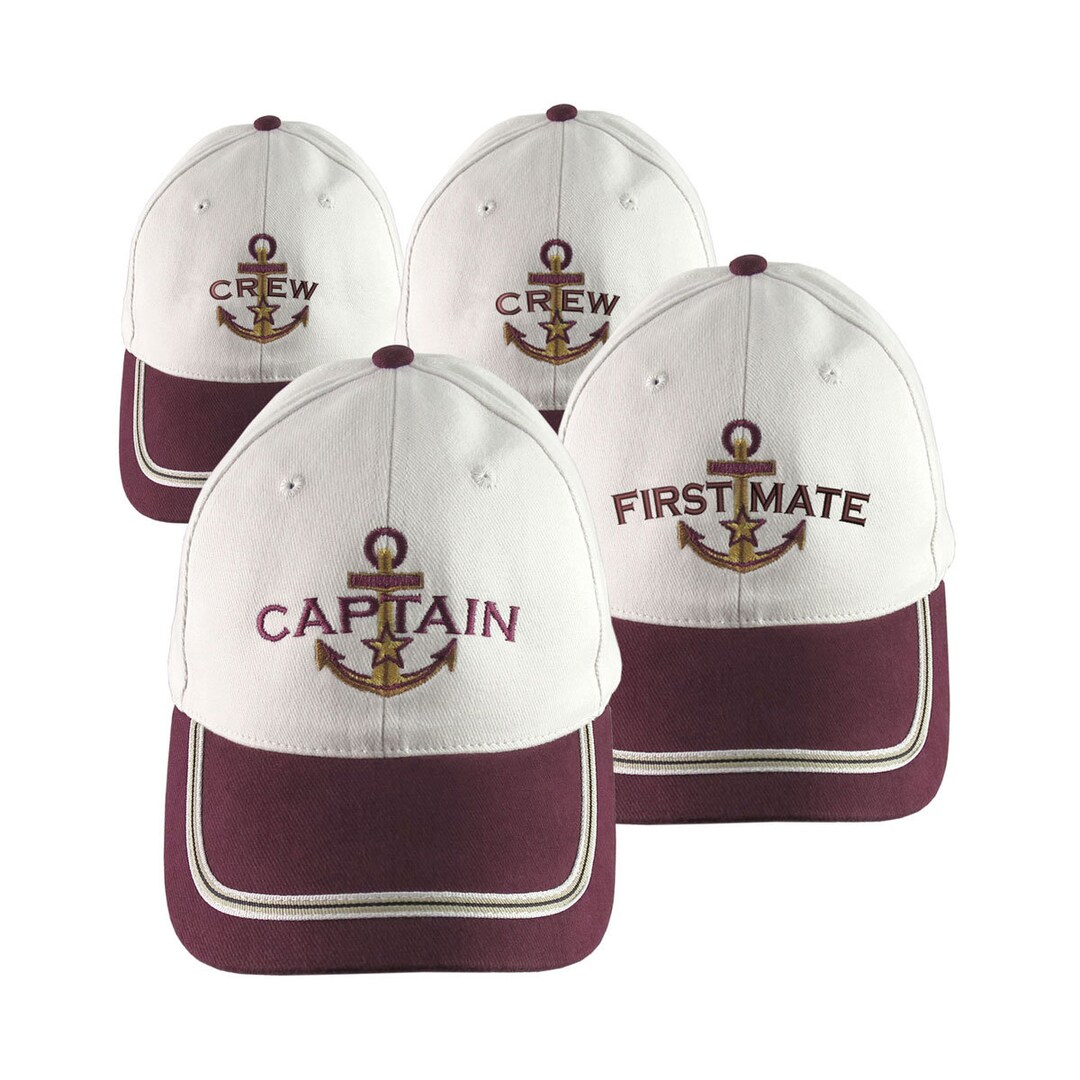 Nautical Embroidered Hats Bundle: Captain, First Mate, Crew ...