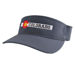 Colorado State Flag Embroidery on a Sporty Adjustable Charcoal Grey Sun ...