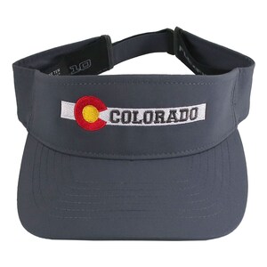 Colorado State Flag Embroidery on a Sporty Adjustable Charcoal Grey Sun ...