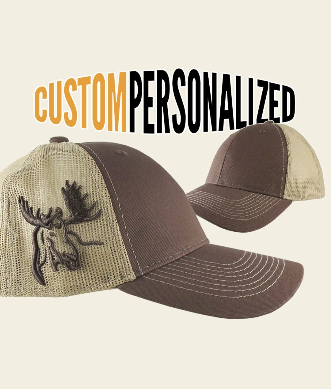 Custom Personalized Moose 3D Puff Embroidery on an Adjustable Full Fit ...