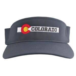 Colorado State Flag Embroidery on a Sporty Adjustable Charcoal Grey Sun ...