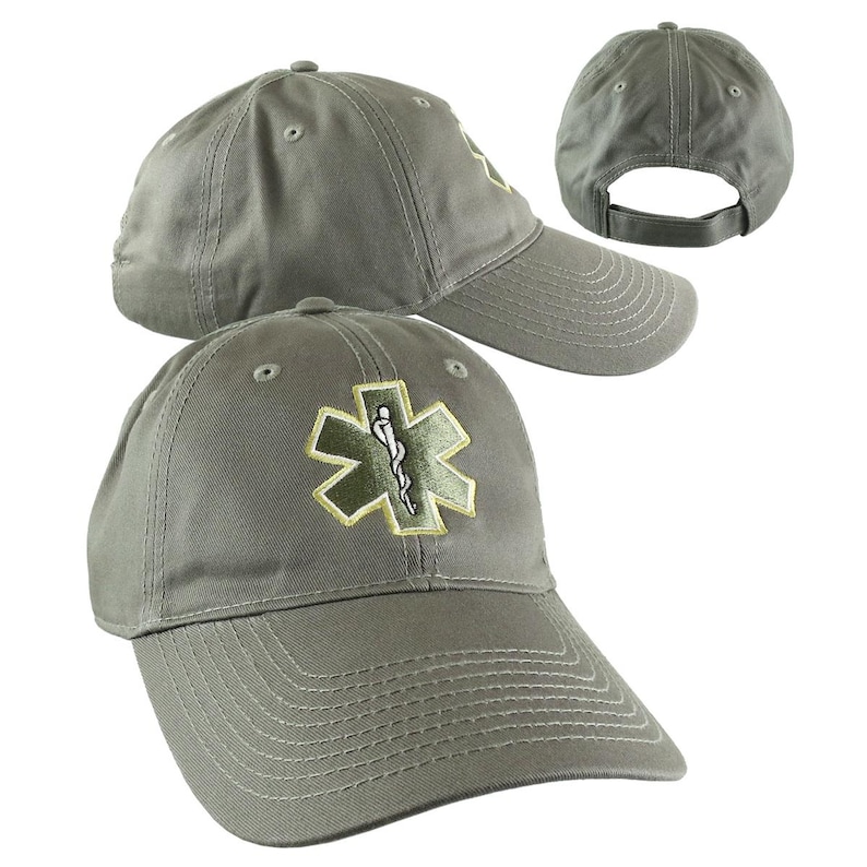 Star of Life Olive Green Baseball Cap - Personalized EMT Paramedic Gift ...