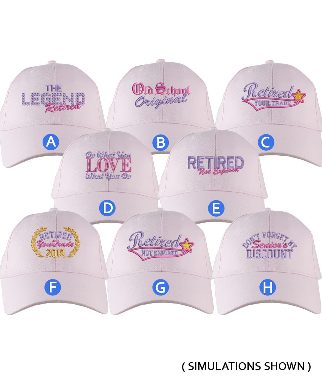 Custom Retirement Embroidery Design on a Pink Structured Classic ...