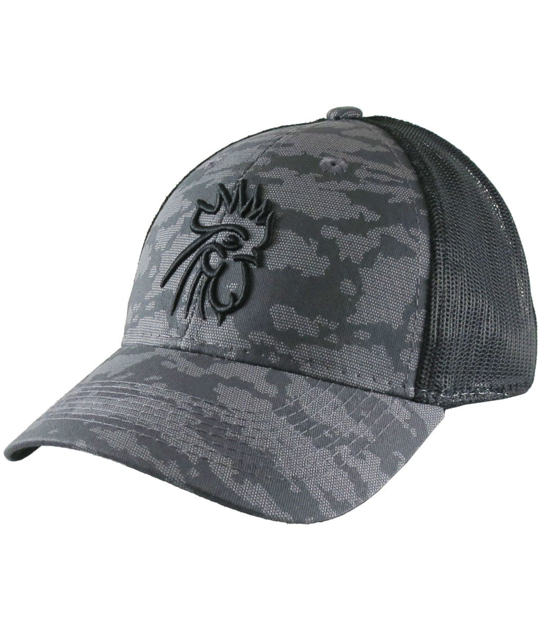 Rooster Head Black 3D Puff Raised Embroidery on an Adjustable Grey ...