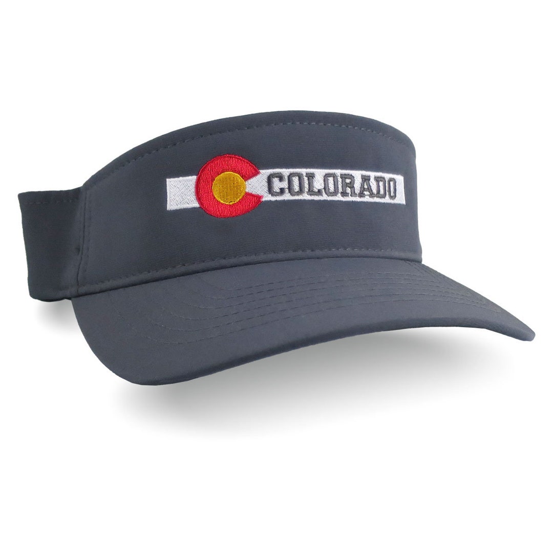 Colorado State Flag Embroidery on a Sporty Adjustable Charcoal Grey Sun ...
