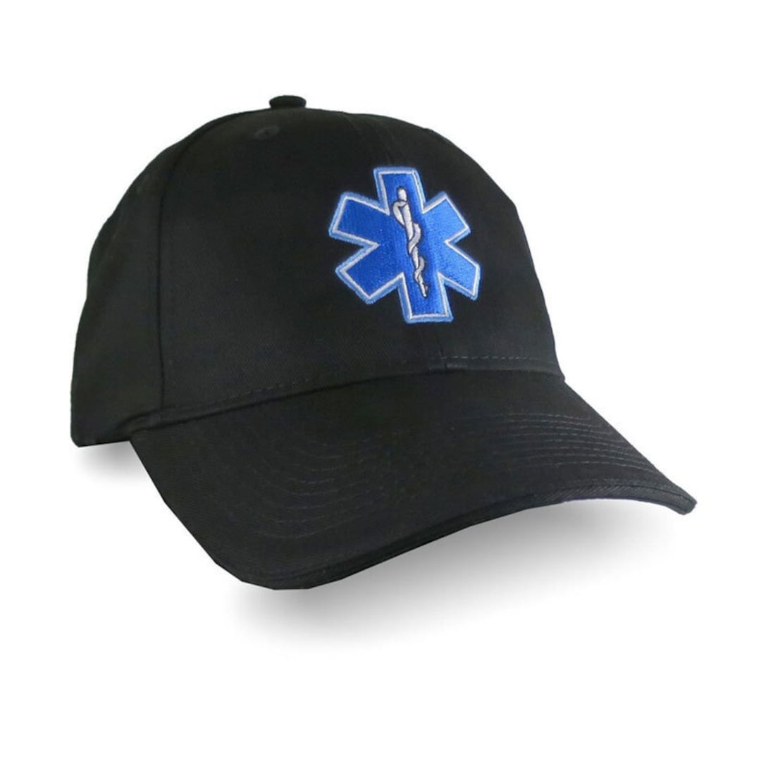 Paramedic EMT EMS Star of Life Embroidery on Adjustable Black ...