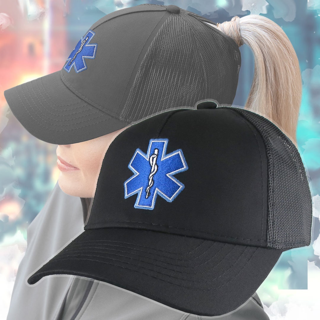 Blue Paramedic Star of Life Embroidery Design on an Adjustable ...