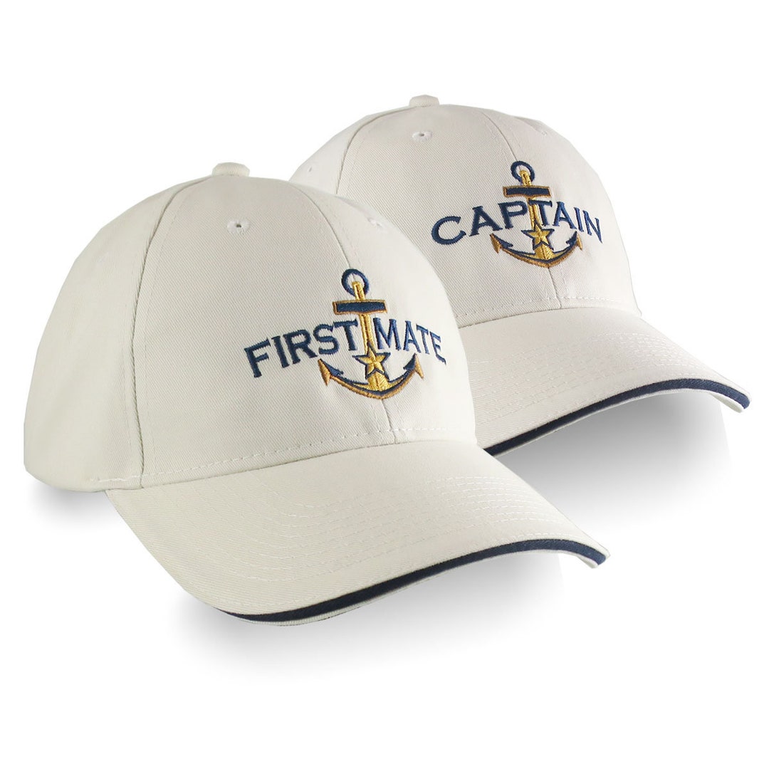 Nautical Star Golden Anchor Captain First Mate Embroidery 2 Adjustable ...
