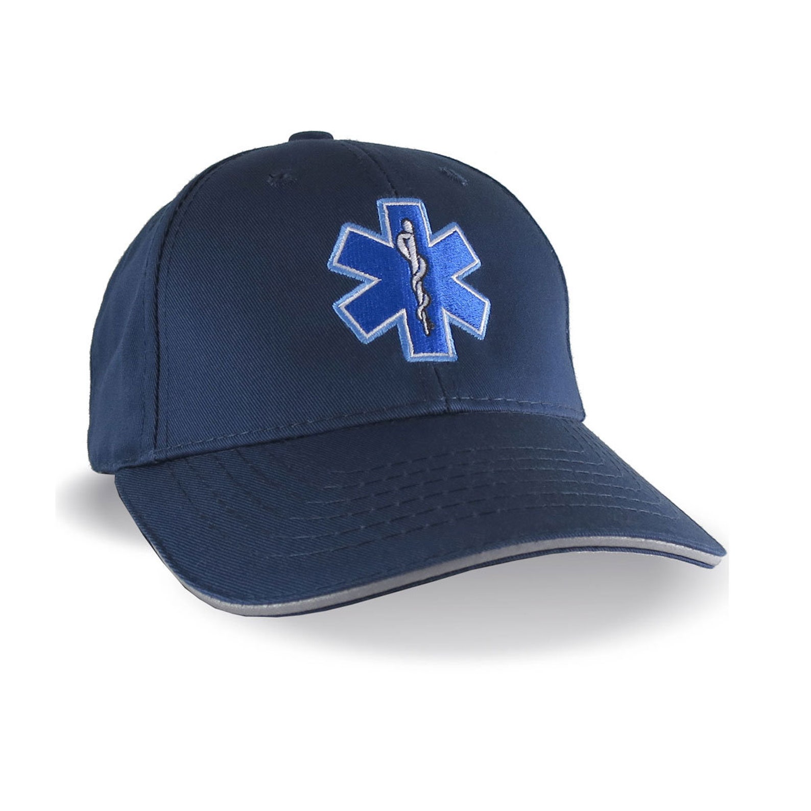 Paramedic EMT EMS Star of Life Embroidery Reflective Trim Navy Blue ...