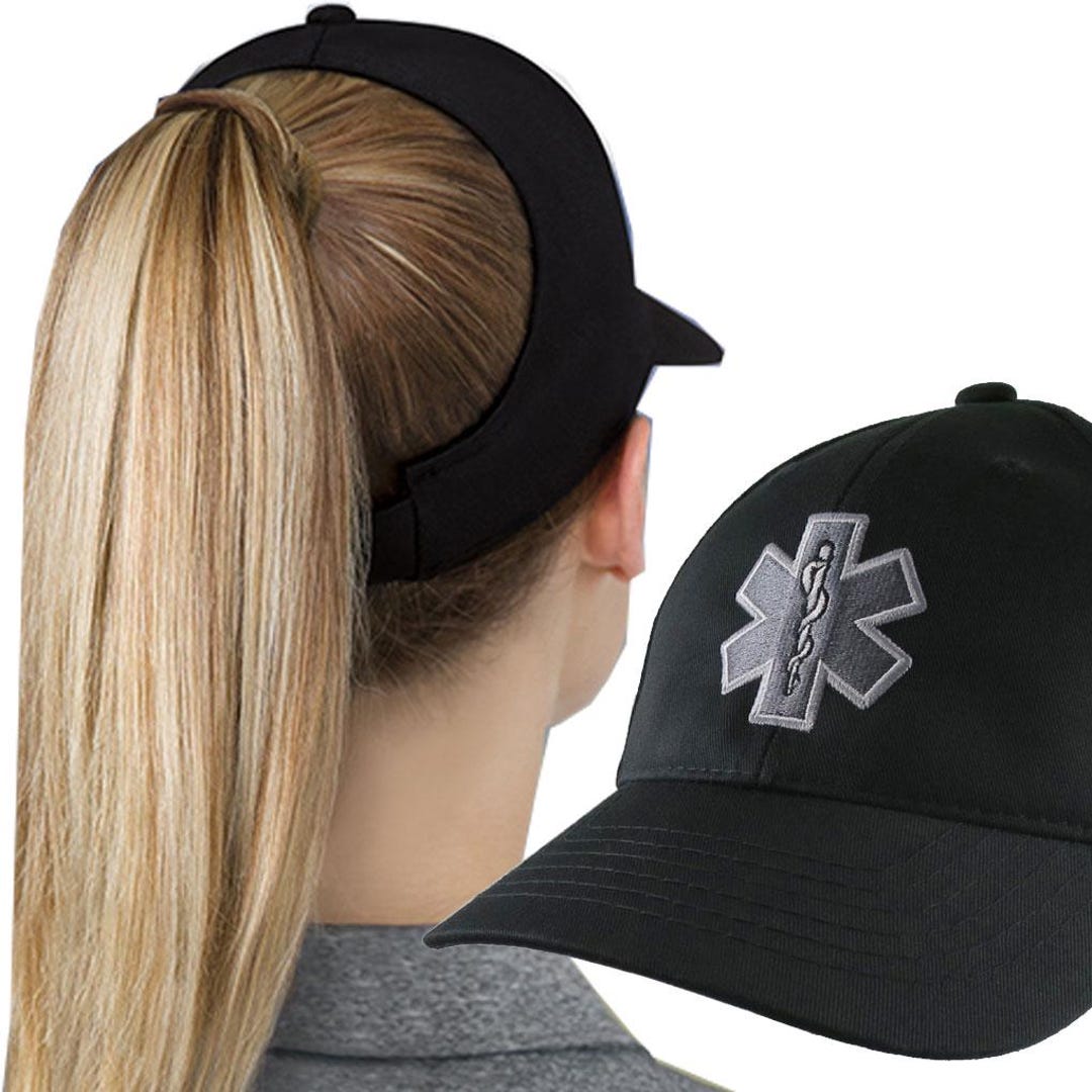 Paramedic Star of Life Baseball Cap: Black Ponytail Hat - Etsy