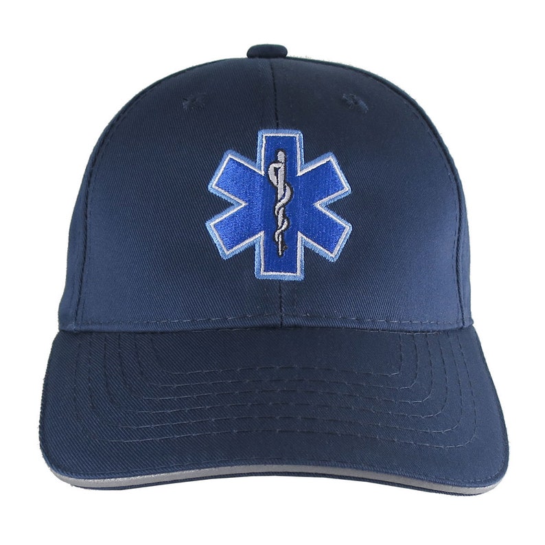 Paramedic EMT EMS Star of Life Embroidery Reflective Trim Navy Blue ...
