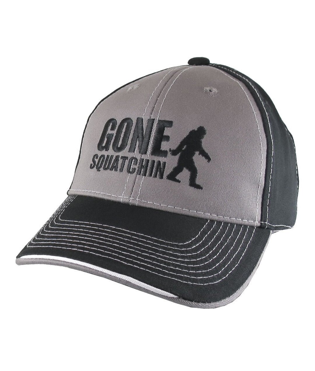 Gone Squatchin Humorous Sasquatch Bigfoot Silhouette Black Embroidery ...