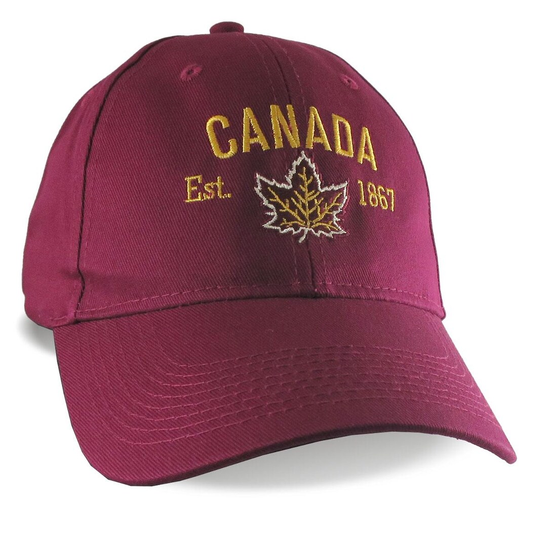 Retro Canada Maple Leaf Baseball Cap: Golden Embroidery, Adjustable ...
