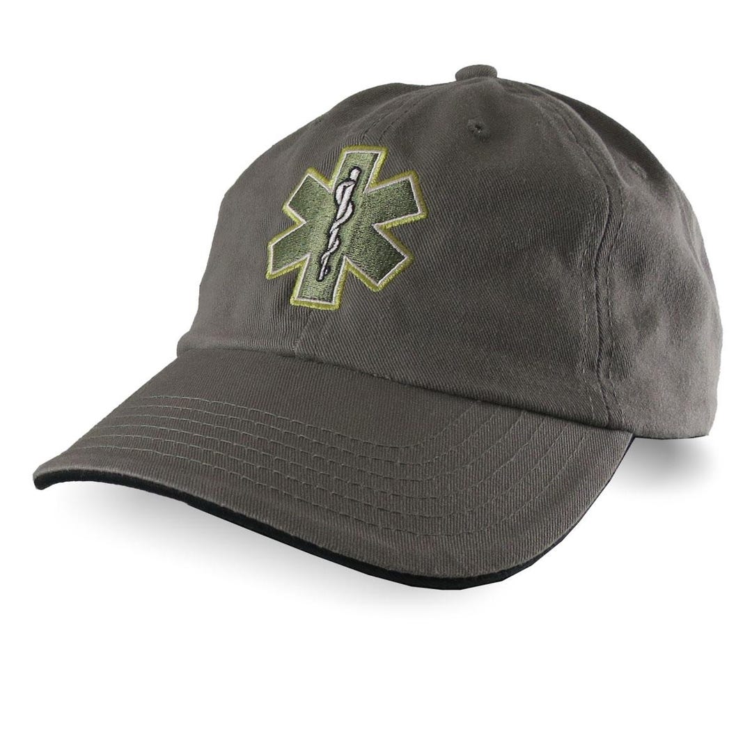 Paramedic Star of Life Embroidery on an Adjustable Drab Green and Black ...