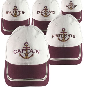 Nautical Star Anchor Captain and Crew Embroidery Adjustable Burgundy ...