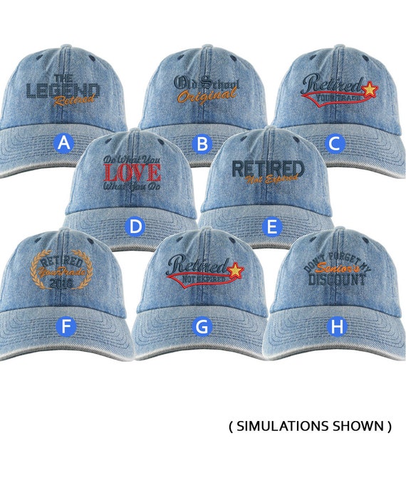 Custom Retirement Embroidery Design Denim Unstructured Classic | Etsy