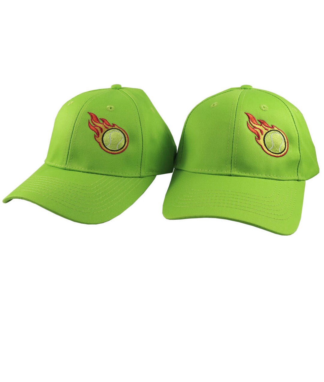 Lime Green Tennis Ball Fire Embroidery Baseball Caps: Adult & Child ...