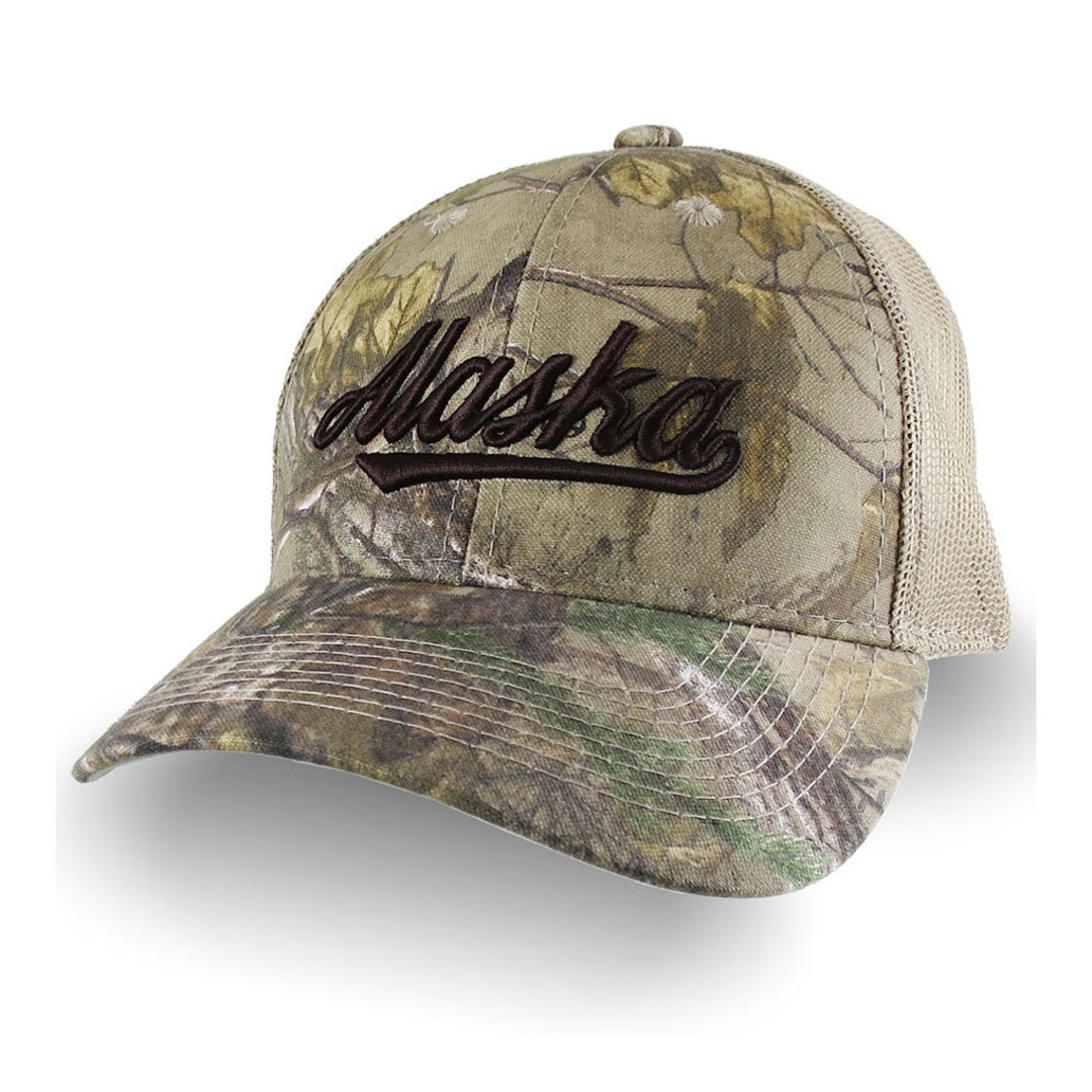 Alaska Brown 3D Puff Raised Embroidery Design on an Adjustable Realtree ...