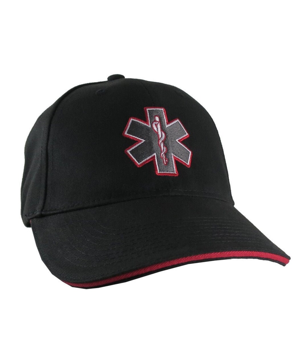 Paramedic EMT EMS Star of Life Embroidery on Adjustable Black Red Line ...