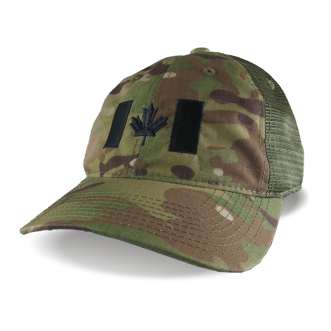 Canada Flag Black Embroidery on an Adjustable Unstructured Classic ...