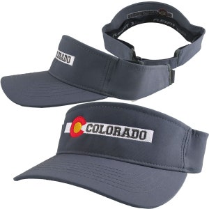 Colorado State Flag Embroidery on a Sporty Adjustable Charcoal Grey Sun ...