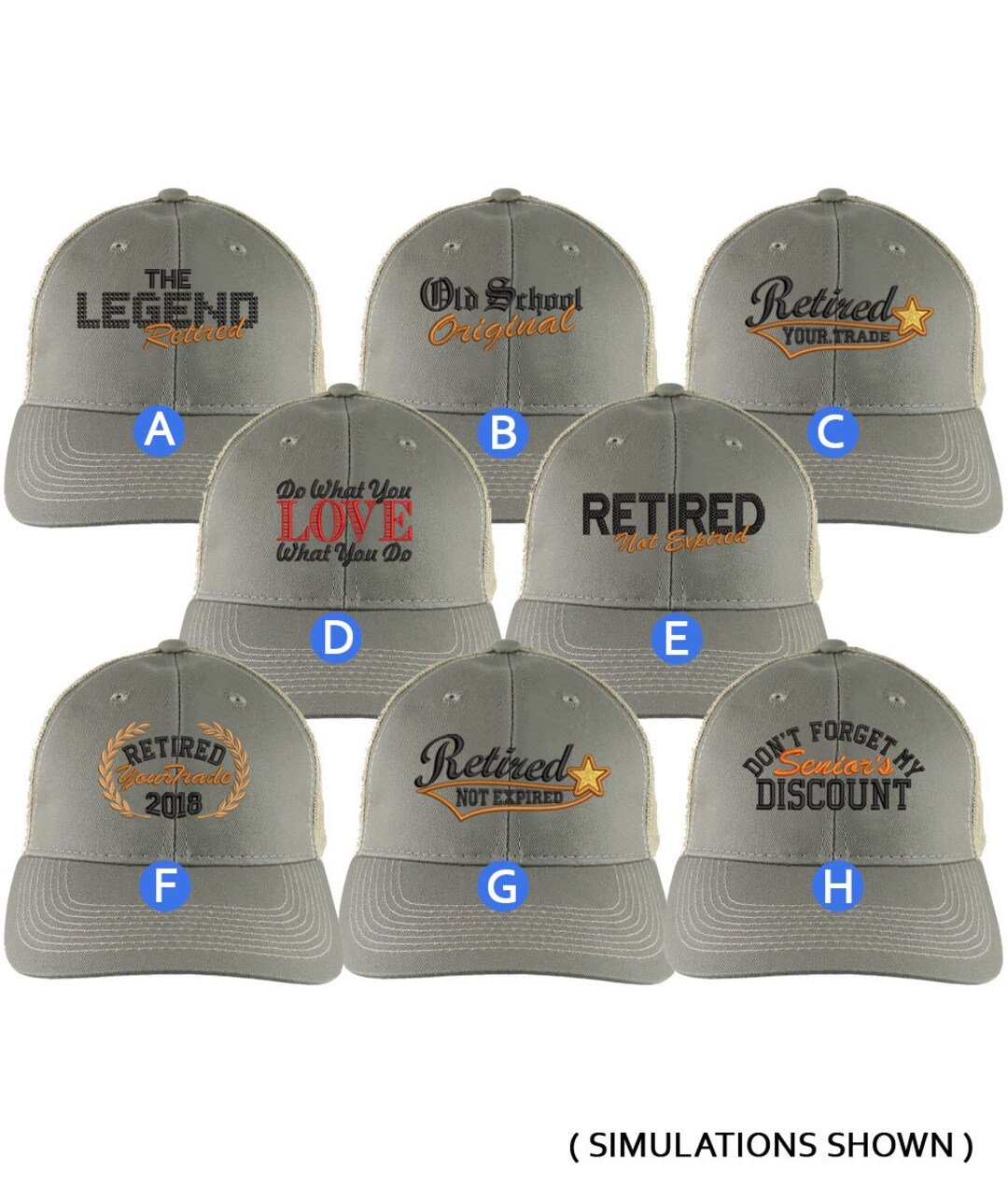 Custom Retirement Embroidery Design on Olive Green + Tan Full Fit ...