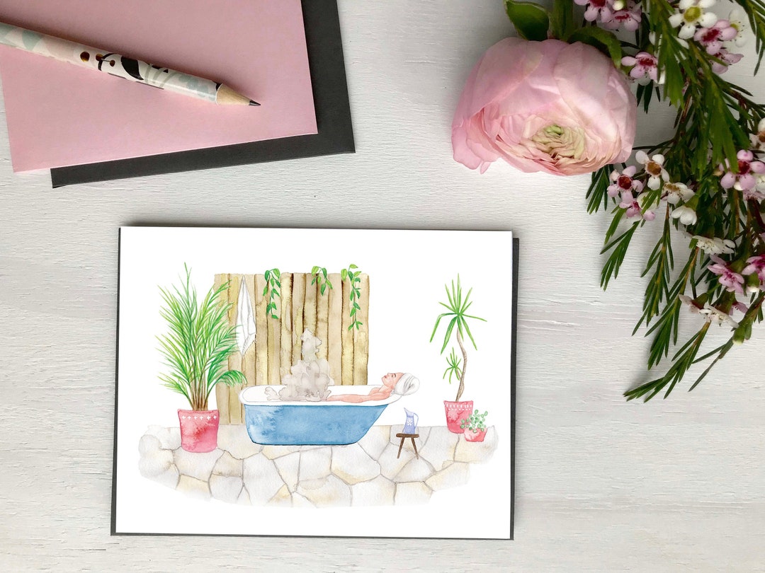 Outdoor Bath Greeting Card, Eco Friendly Card Made in Quebec Canada ...
