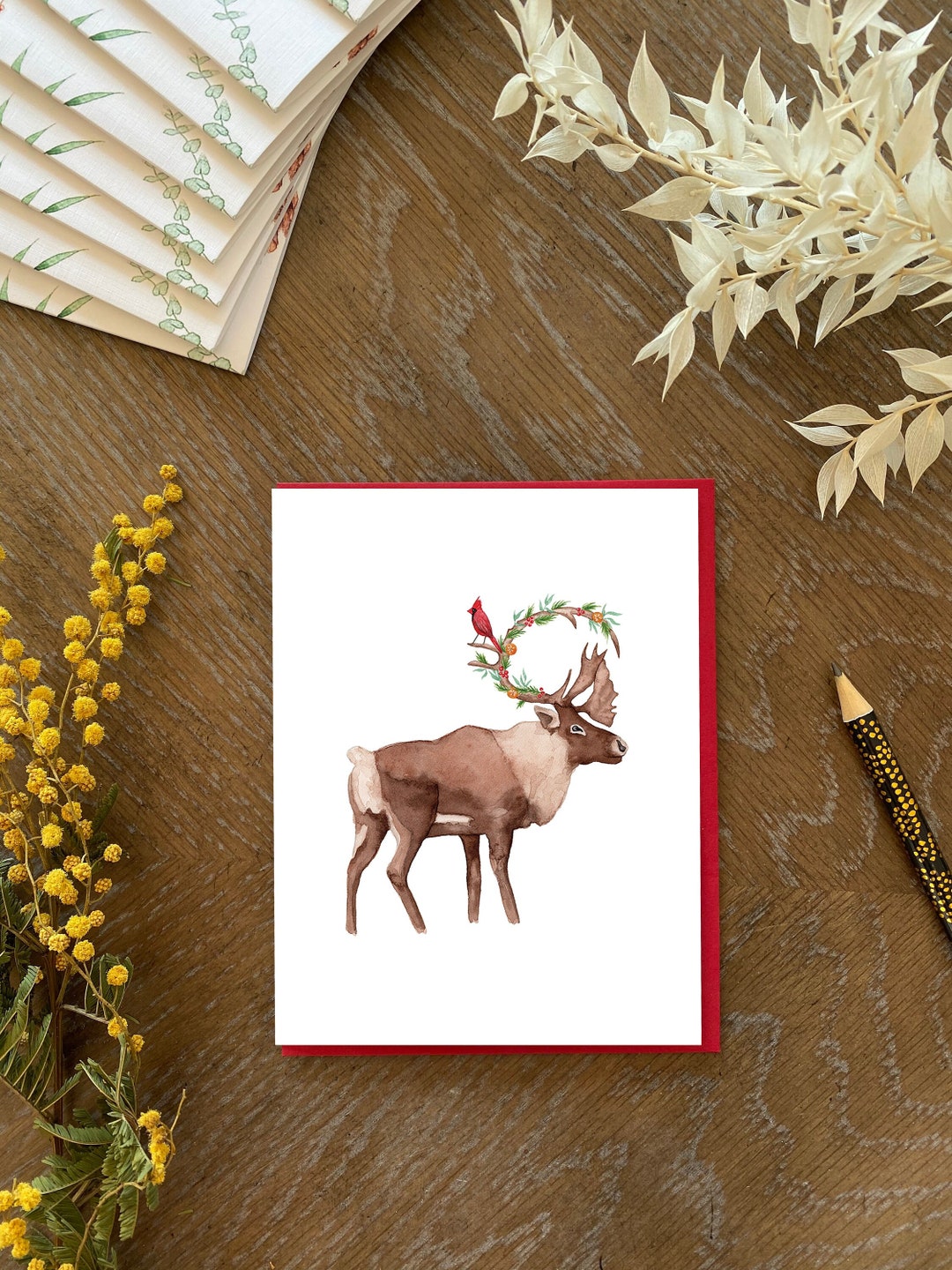 Christmas Caribou Greeting Card Eco-friendly Made in - Etsy Canada