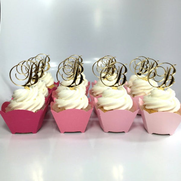Monogram Cupcake Topper - Etsy