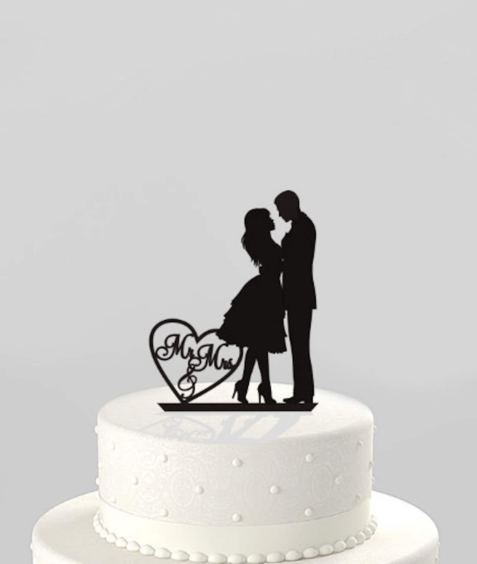 Wedding Cake Topper Silhouette Couple Acrylic Cake Topper | Etsy