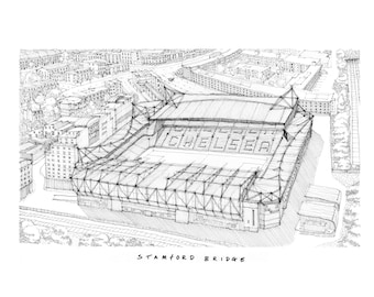Chelsea FC Stadium Original Drawing Hand-drawn Pen and Ink Picture of ...