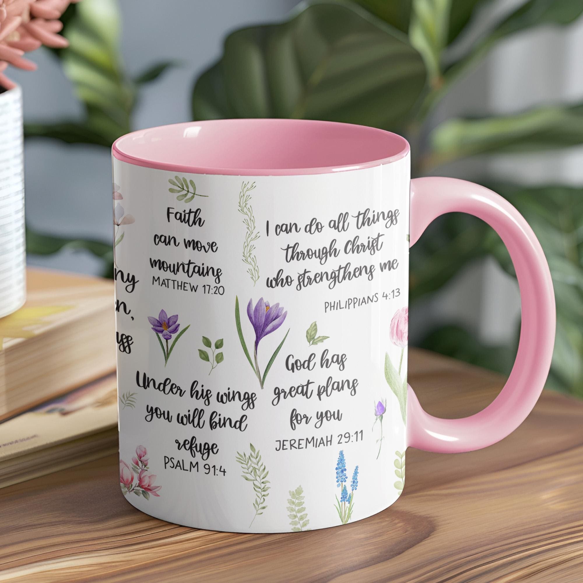 Bible Verse Coffee Mug – Inspirational Scripture Cup With Floral Design ...