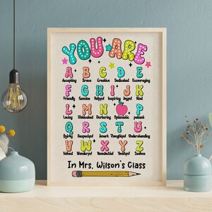 Personalized You Are Alphabet Classroom Poster, Elementary School ...