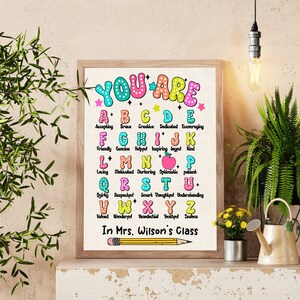 Personalized You Are Alphabet Classroom Poster, Elementary School ...
