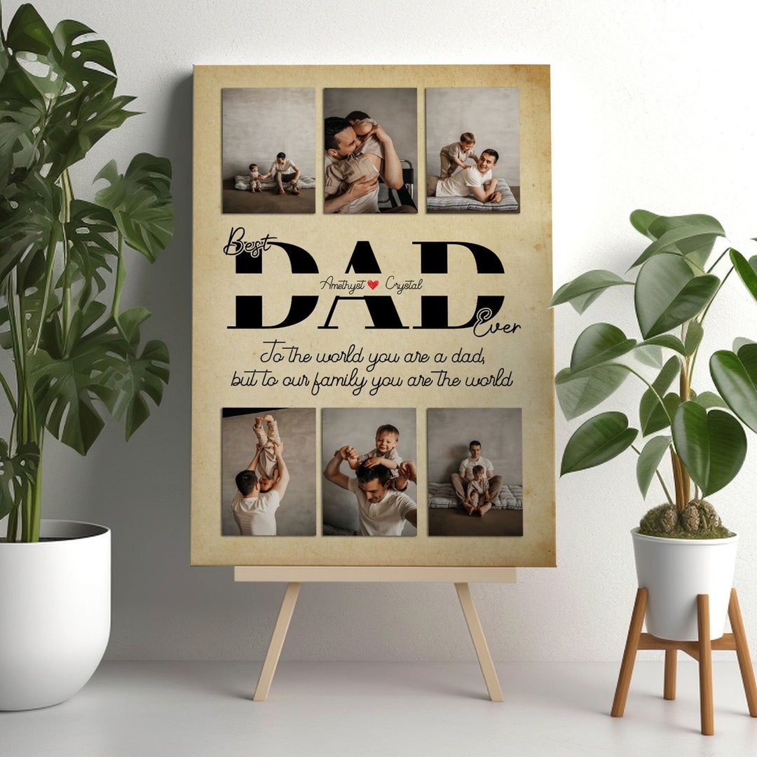 Personalized Dad Collage Canvas, Custom Dad and Daughter Photo Collage ...