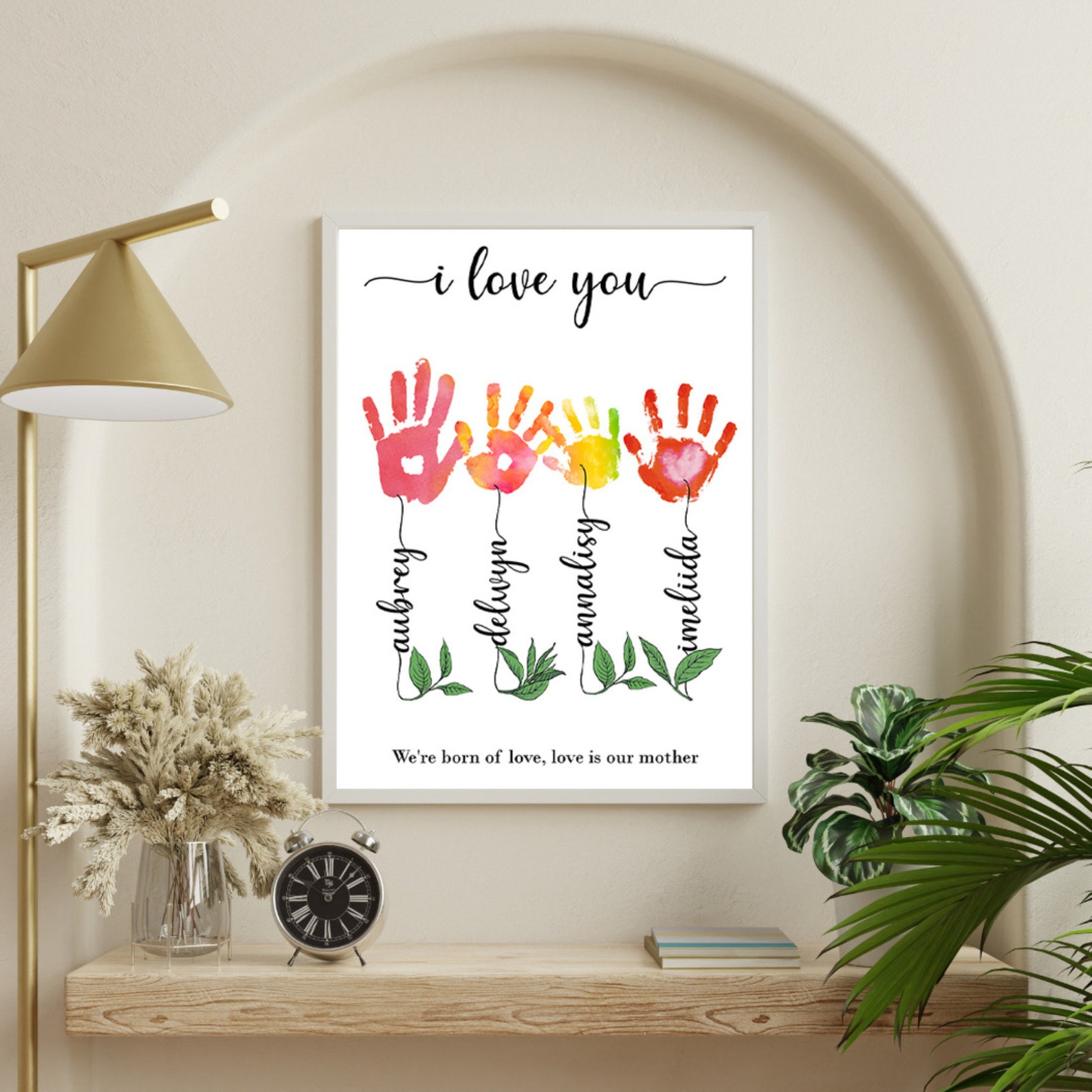 Personalized Mom Flower Hand-print Poster, Flower Handprint Craft for ...