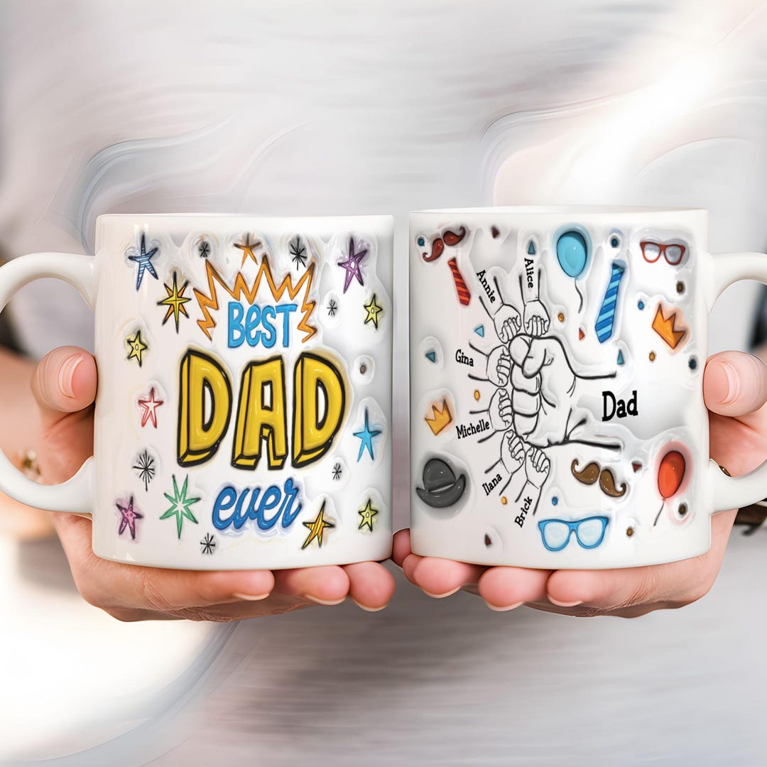 Custom 3D Inflated First Bump Mug for Dad – Personalized Grandkids ...