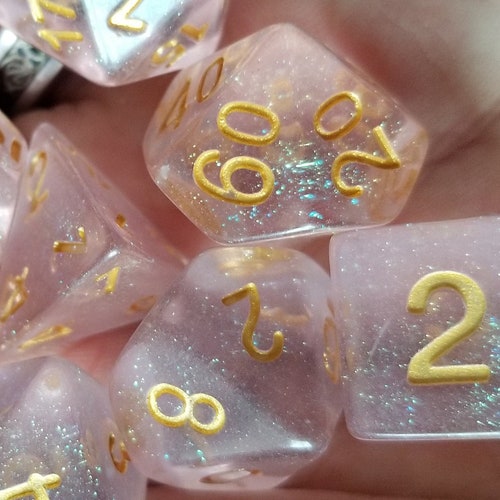 Dnd Dice Set / Pink Shimmer Clear D&D Dice Set / Iridescent - Etsy