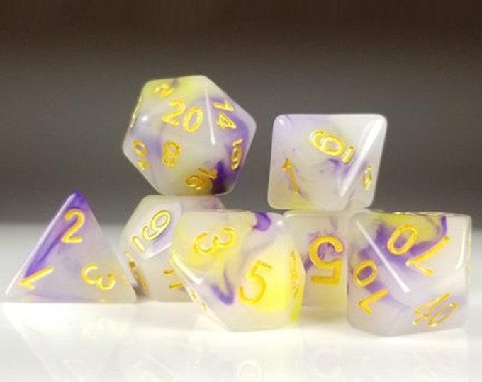 Dnd Dice Set / Purple Yellow 