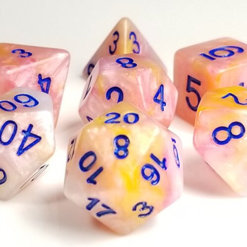Dnd Dice Set / Pink Peach White spectral Blade D&D - Etsy