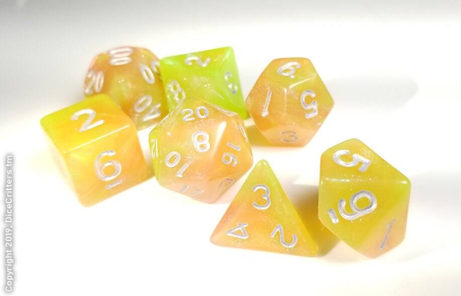 Dnd Dice Set / Blue Shimmer "sun Opal" / RPG Polyhedral Dice, D&D Dice ...