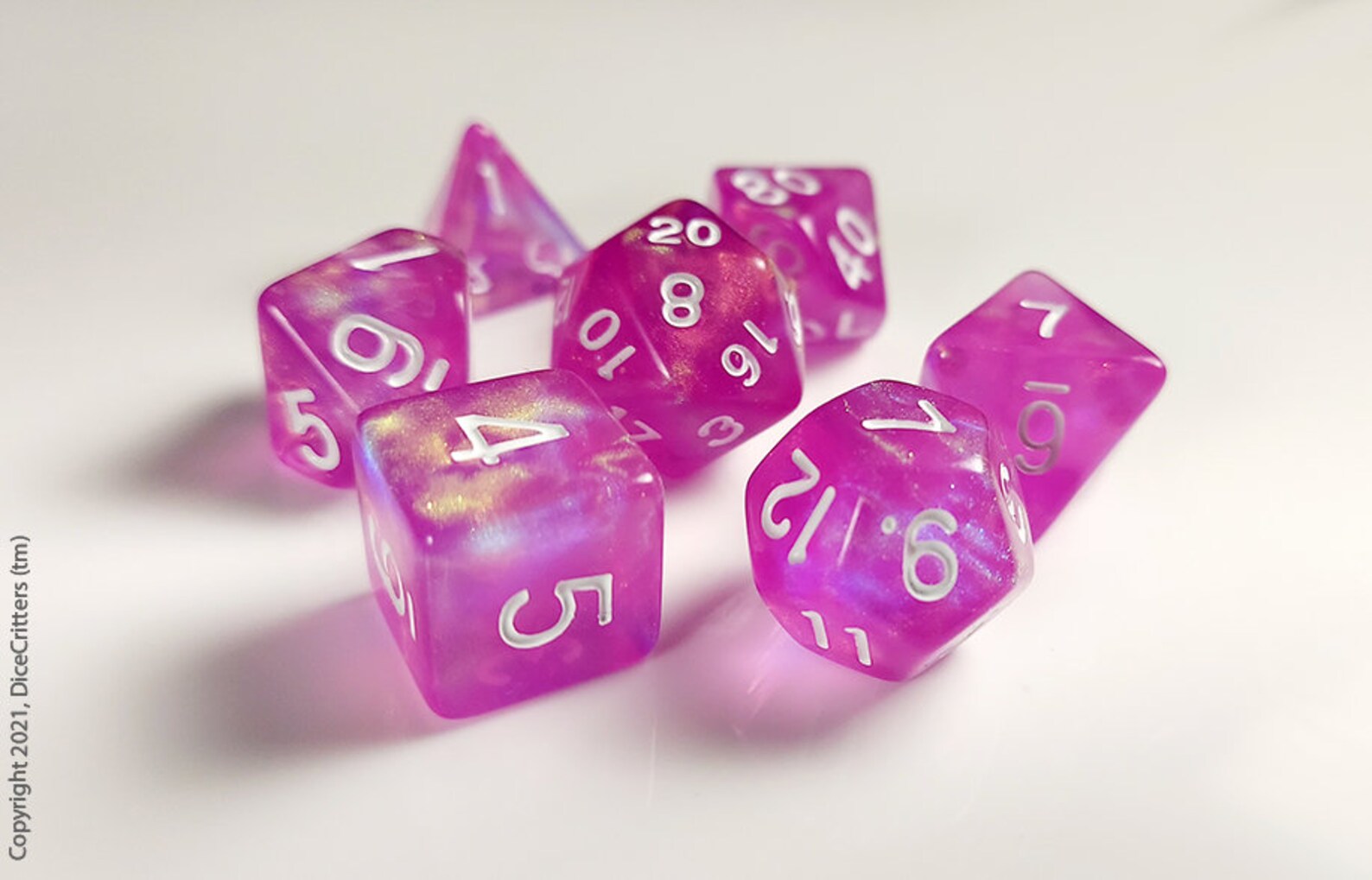 Dnd Dice Set / Pink Shimmer "pixie Opal" / RPG Polyhedral Dice, D&D ...