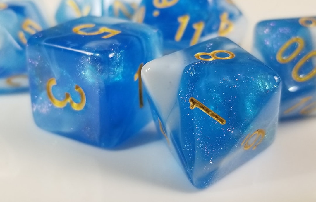 Dnd Dice Set / Blue White D&D Dice Set / Tabletop RPG Polyhedral Dice ...