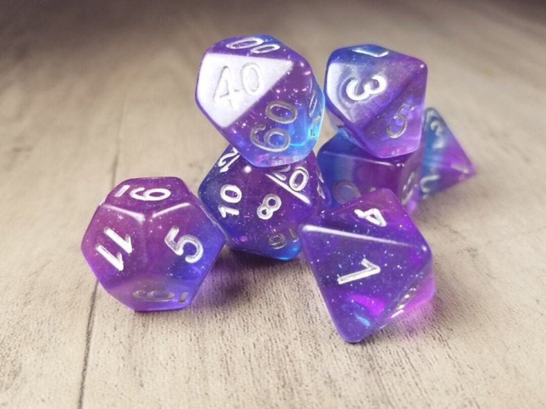 Dnd Dice Set / Purple Blue Glitter Twilight Layer Dice / D&D Dice RPG ...