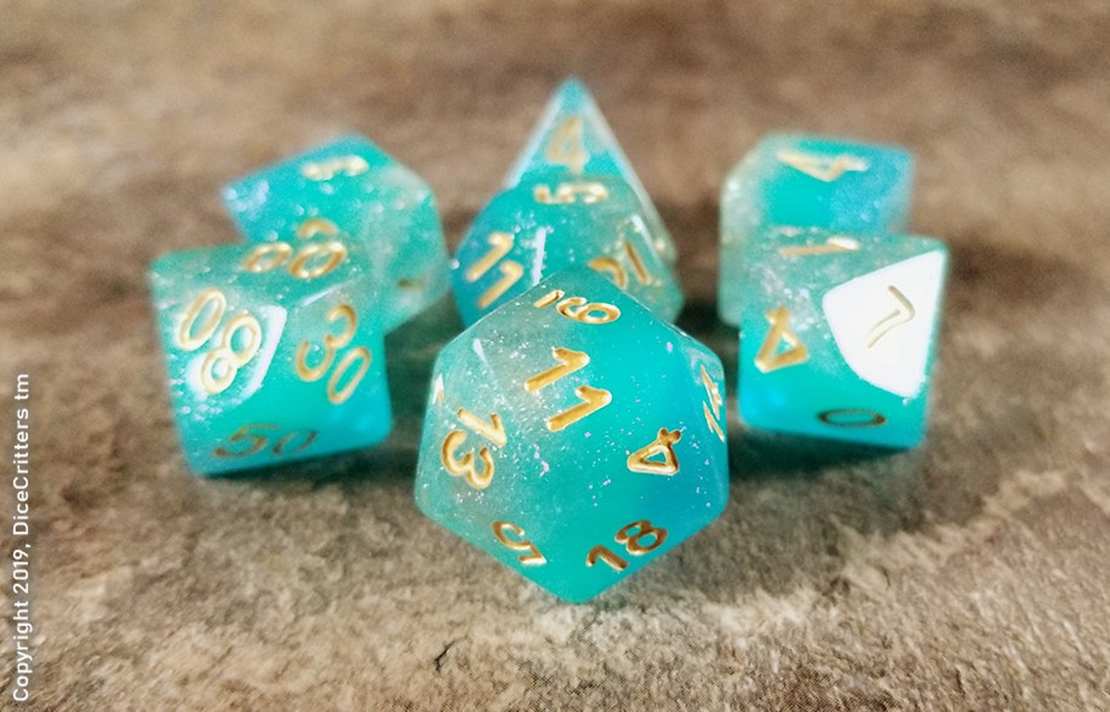 DnD Dice Set / Teal with Purple shimmer Translucent D&D dice | Etsy