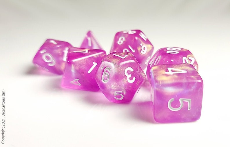 Dnd Dice Set / Pink Shimmer "pixie Opal" / RPG Polyhedral Dice, D&D ...
