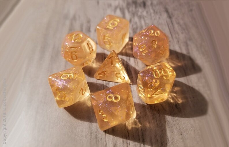 Dnd Dice Set / Orange Shimmer Clear D&D Dice Set / Iridescent - Etsy
