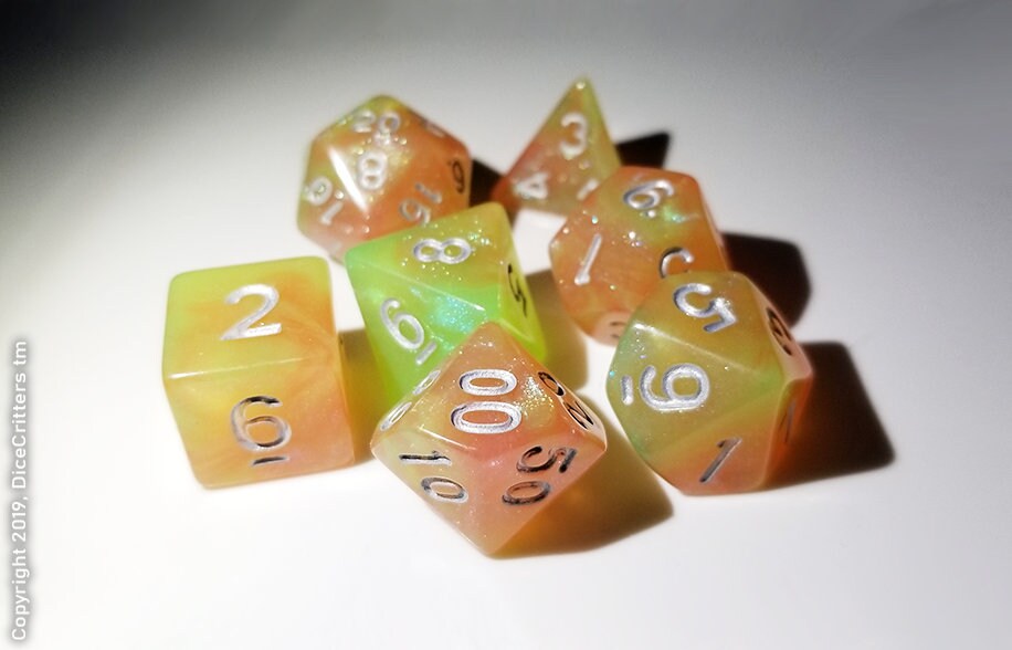 Dnd Dice Set / Blue Shimmer "sun Opal" / RPG Polyhedral Dice, D&D Dice ...