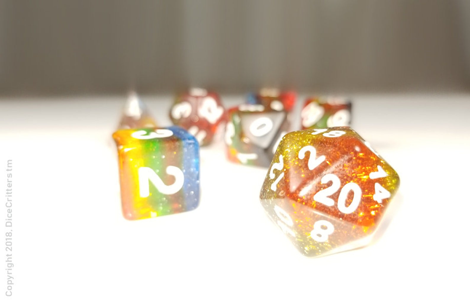 Dnd Dice Set / Rainbow Glitter "candyland" / Tabletop RPG Polyhedral ...