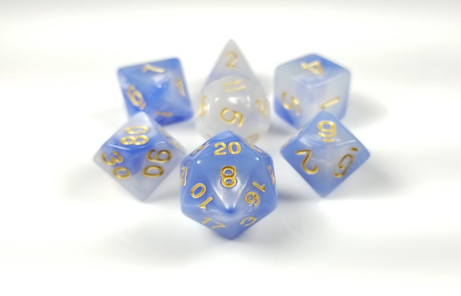 Dnd Dice Set / Baby Blue Pearl "sky Realm" / Tabletop RPG Polyhedral ...